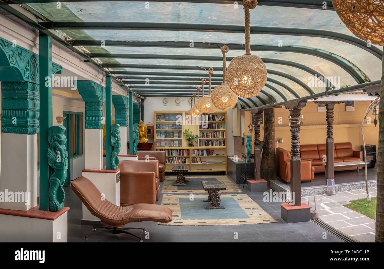 Library reading area with modern decor in nepal Stock Photo - Alamy