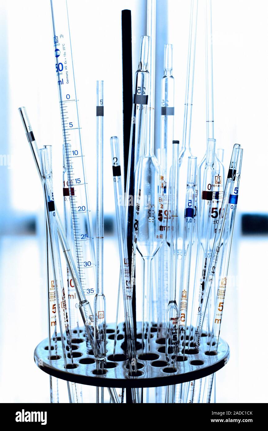 Pipettes in laboratory Stock Photo - Alamy
