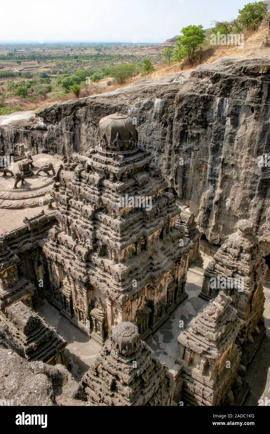 Kailasa temple, Ellora Caves, India. This rock-cut temple, carved ...