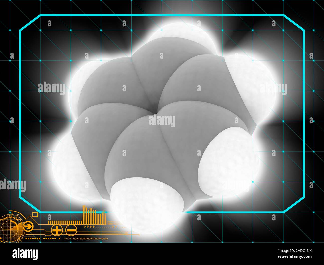 Benzene. Molecular model of the aromatic hydrocarbon benzene (C6.H6 ...