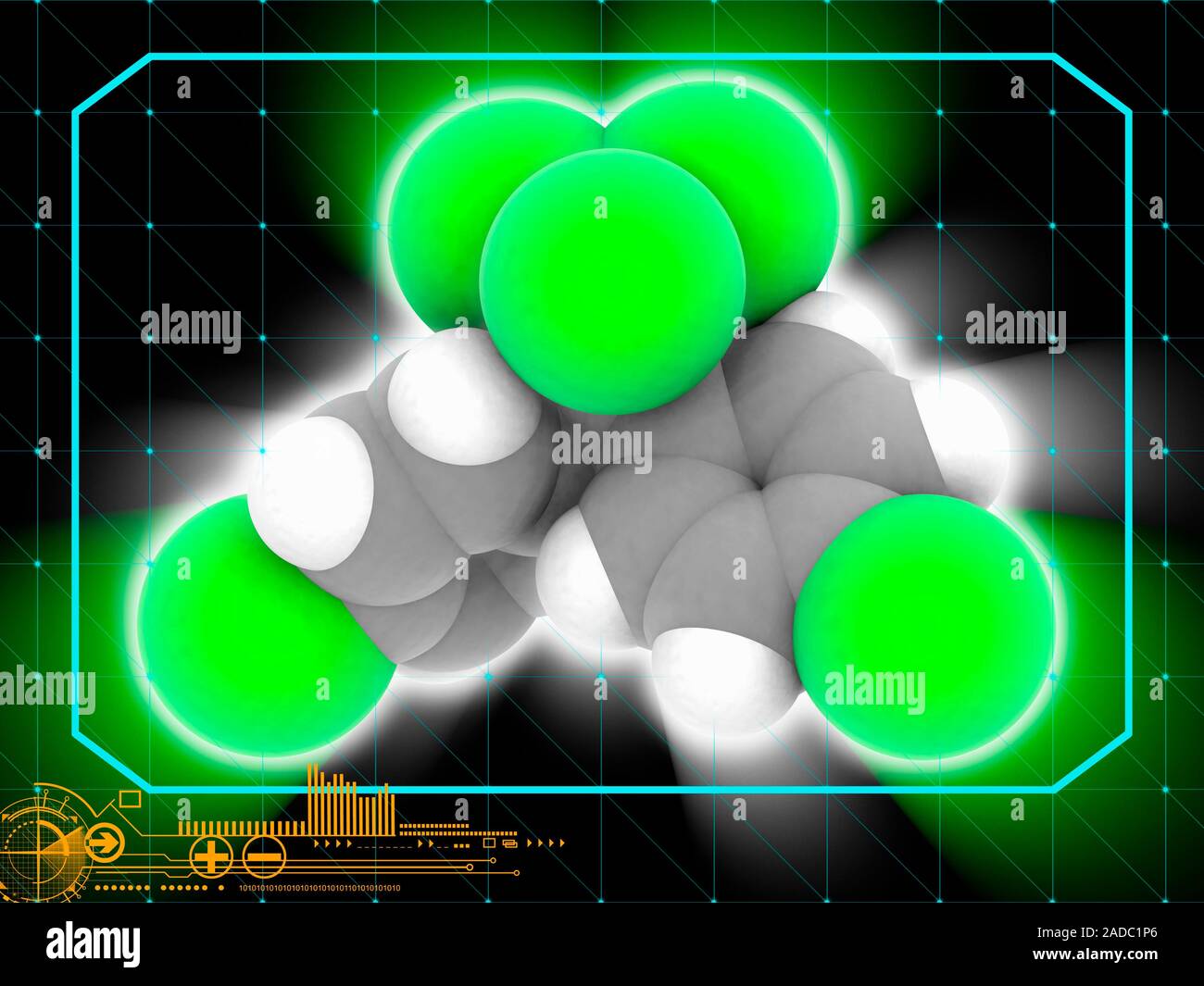 DDT insecticide. Molecular model of the insecticide ...