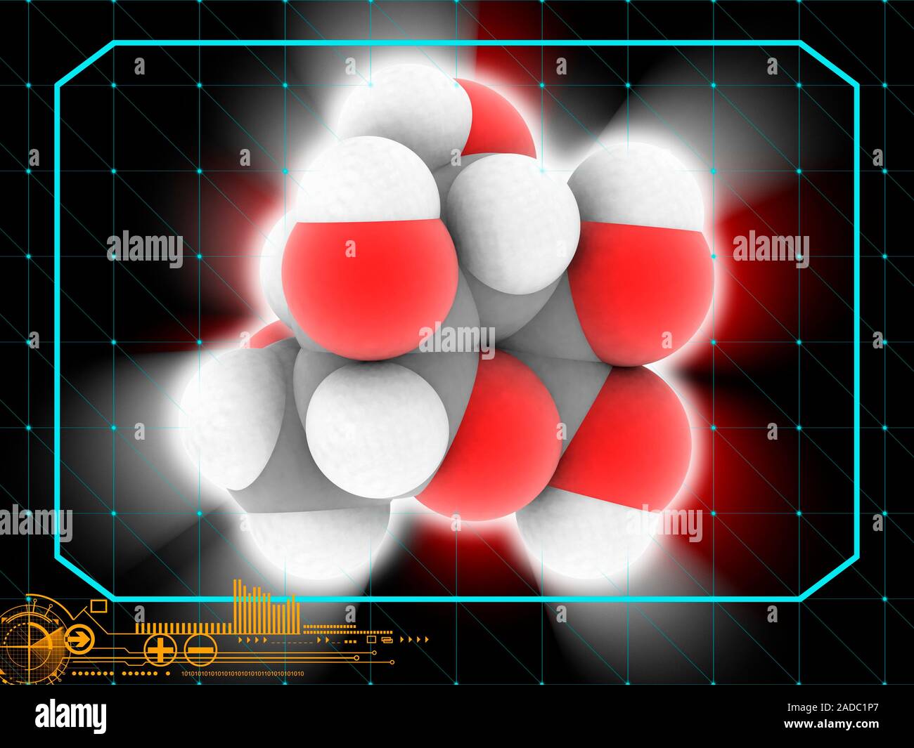 D-glucose. Molecular model of the monosaccharide sugar and aldohexose D ...