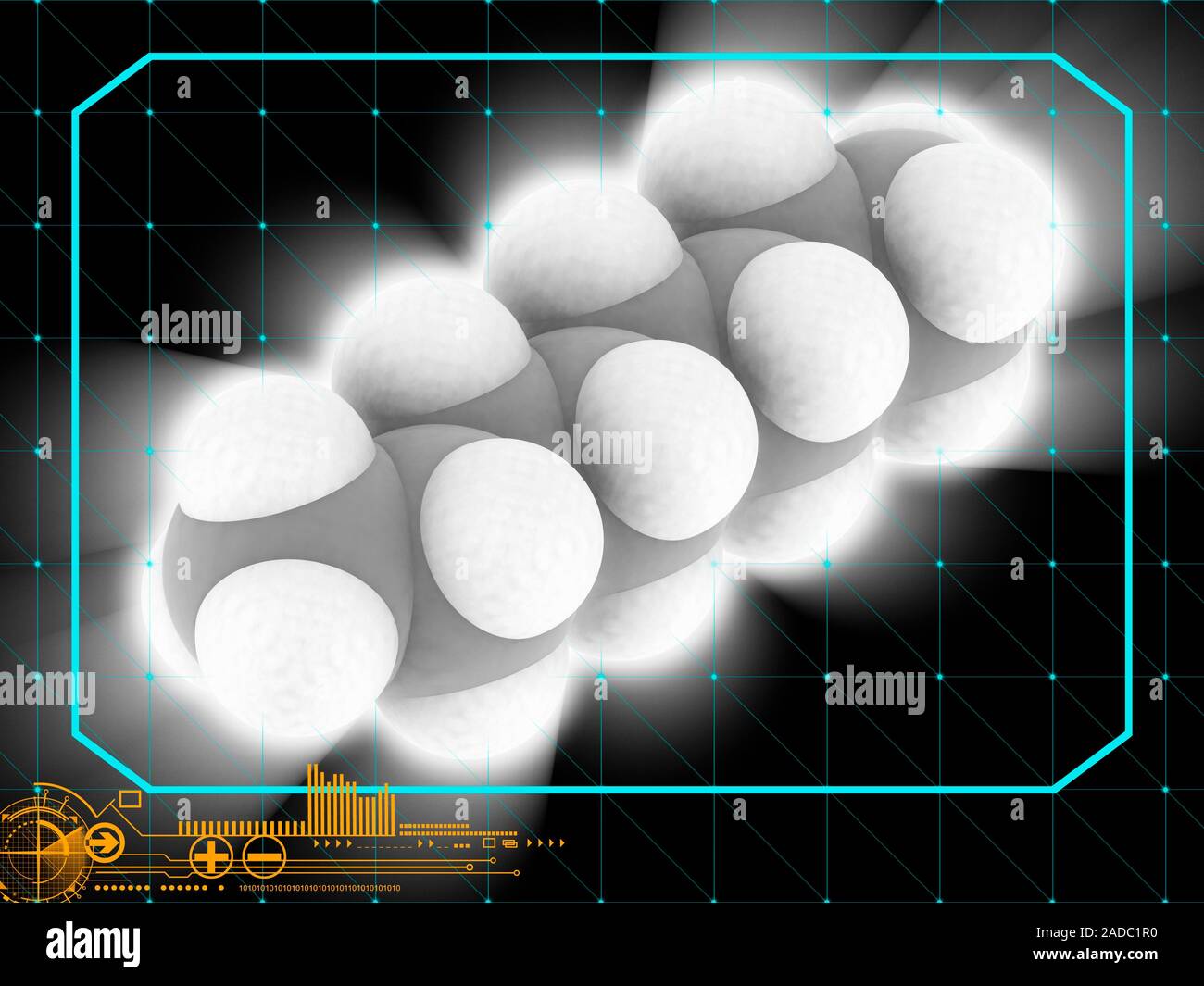 Octane. Molecular model of the hydrocarbon and alkane liquid octane (C8 ...