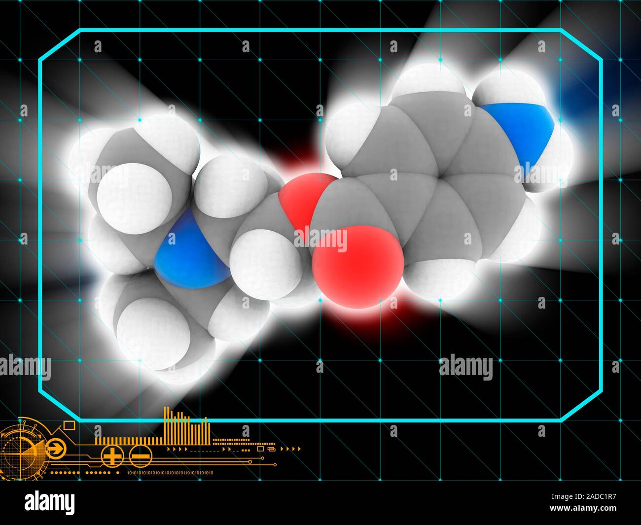 Procaine. Molecular model of the local anaesthetic drug procaine (C13 ...