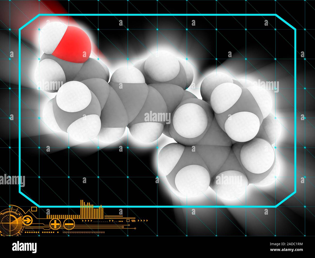 Retinol. Molecular model of the diterpenoid alcohol retinol (C20.H30.O ...