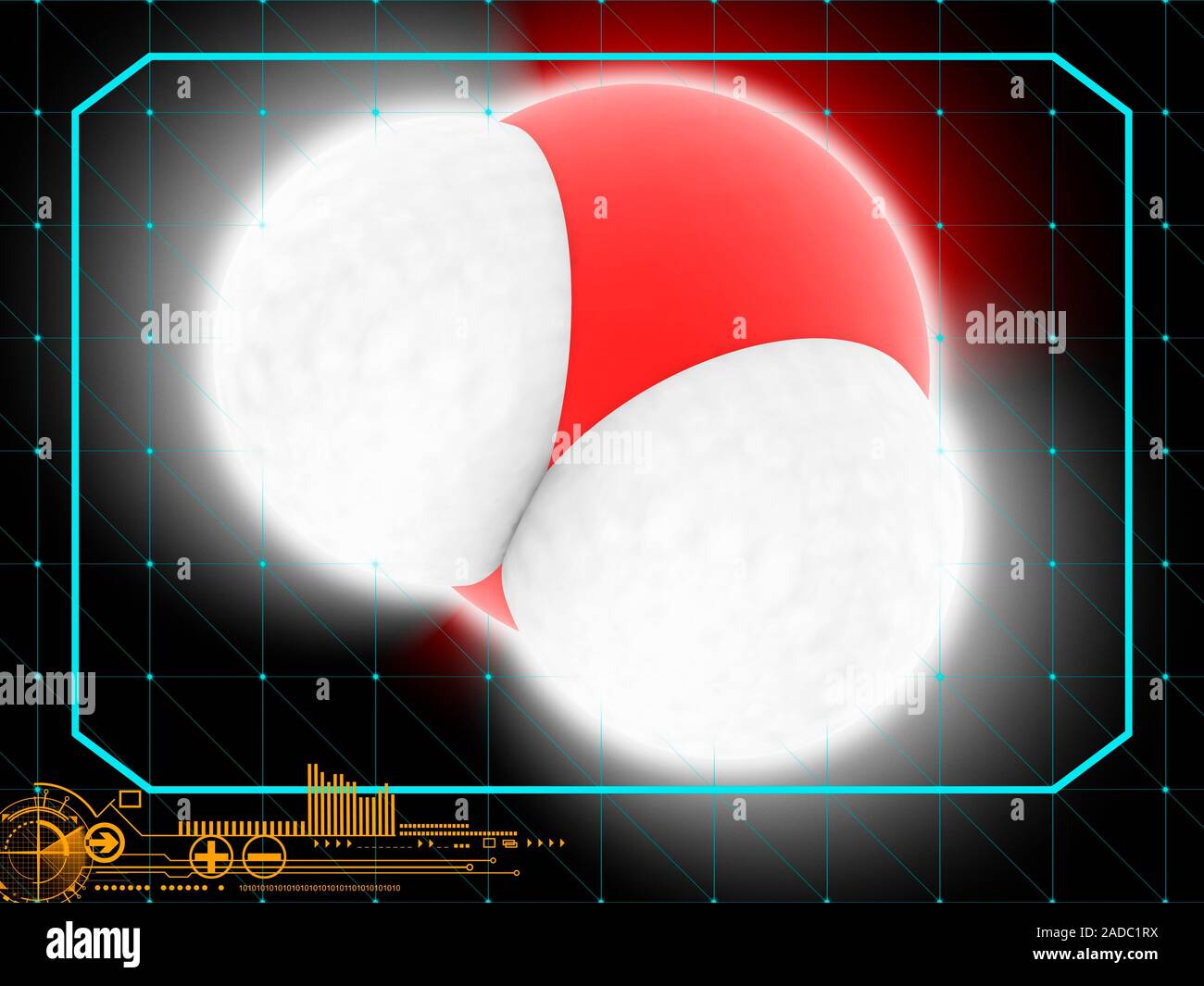 Water (H2O), molecular model. This liquid is vital for life. Water ...