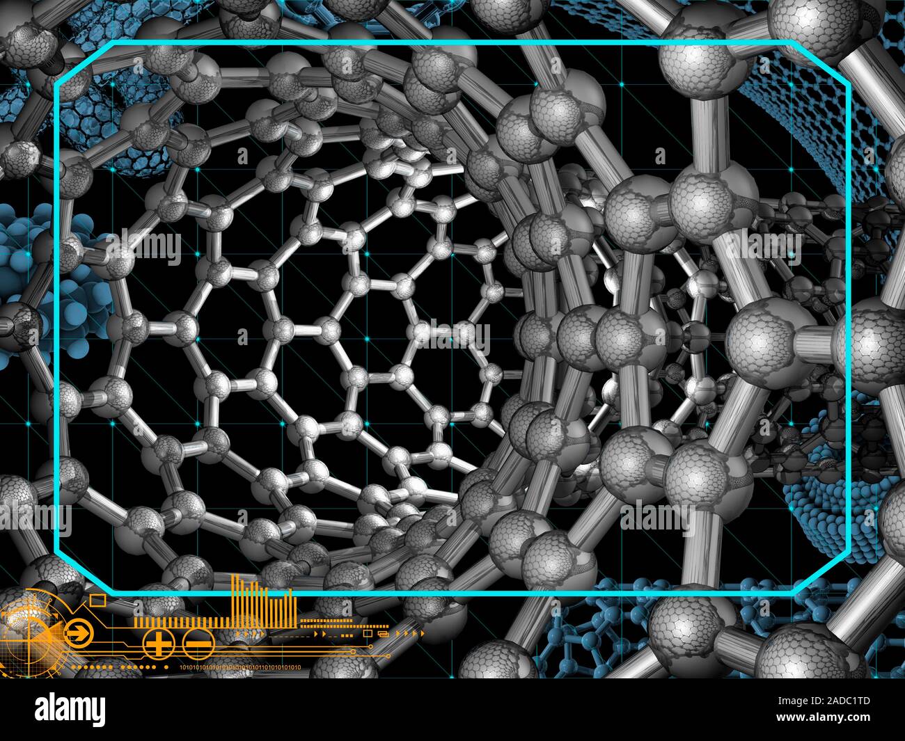 Computer illustration of the interior of a nanoring, a cylindrical ...