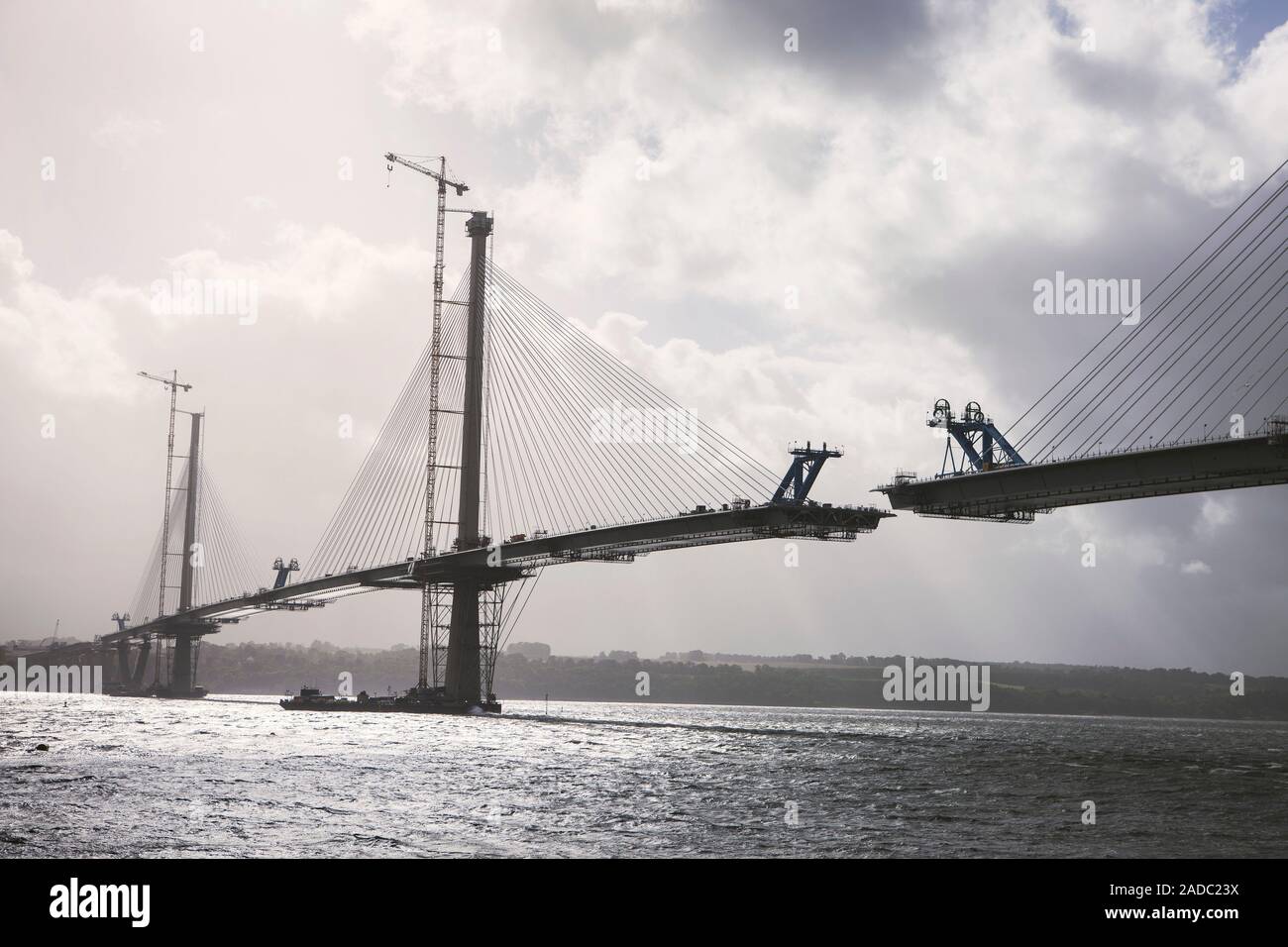 Construction of Queensferry Crossing bridge. This road bridge, spanning ...