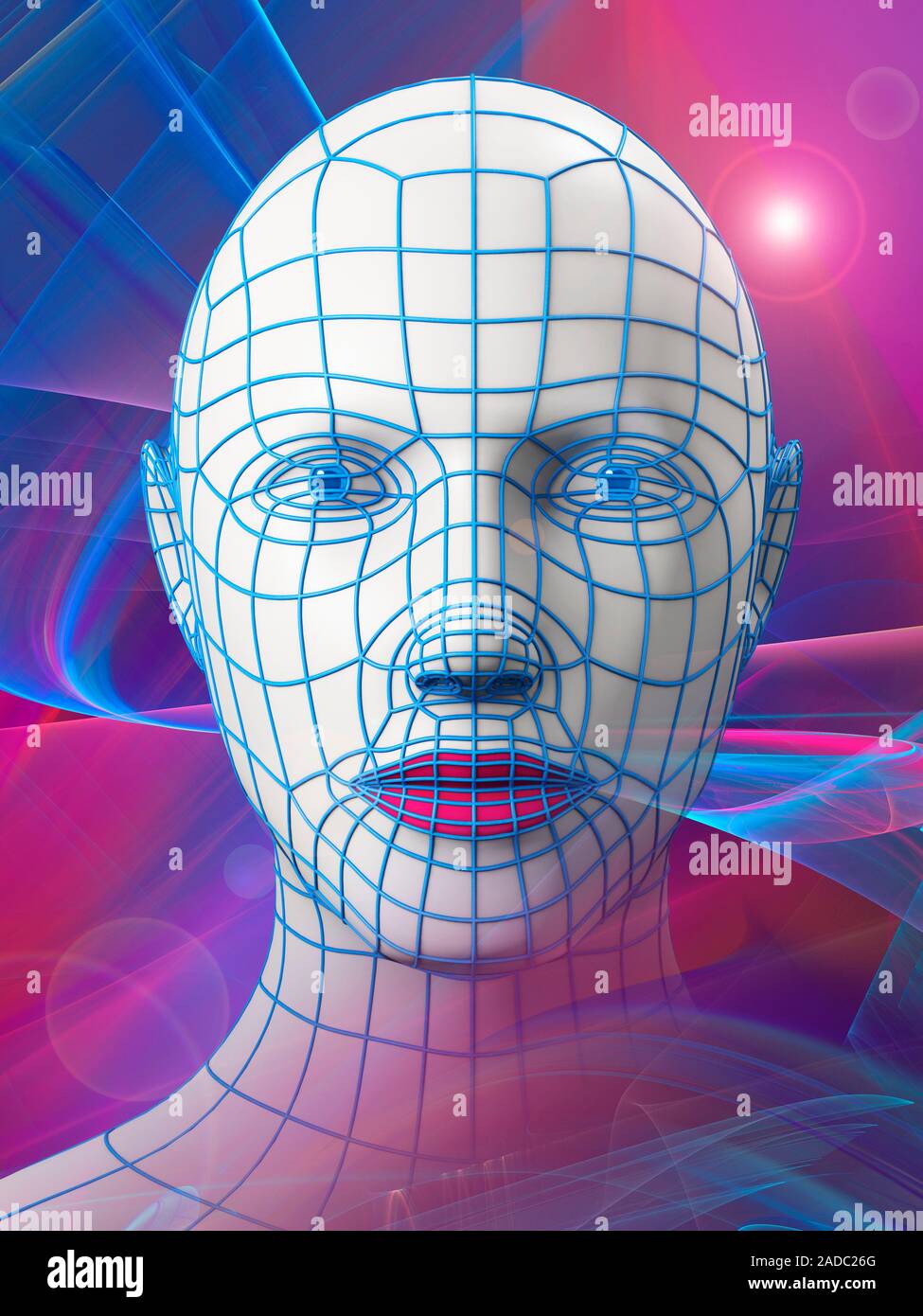 Artificial intelligence, conceptual computer illustration. 3D female ...