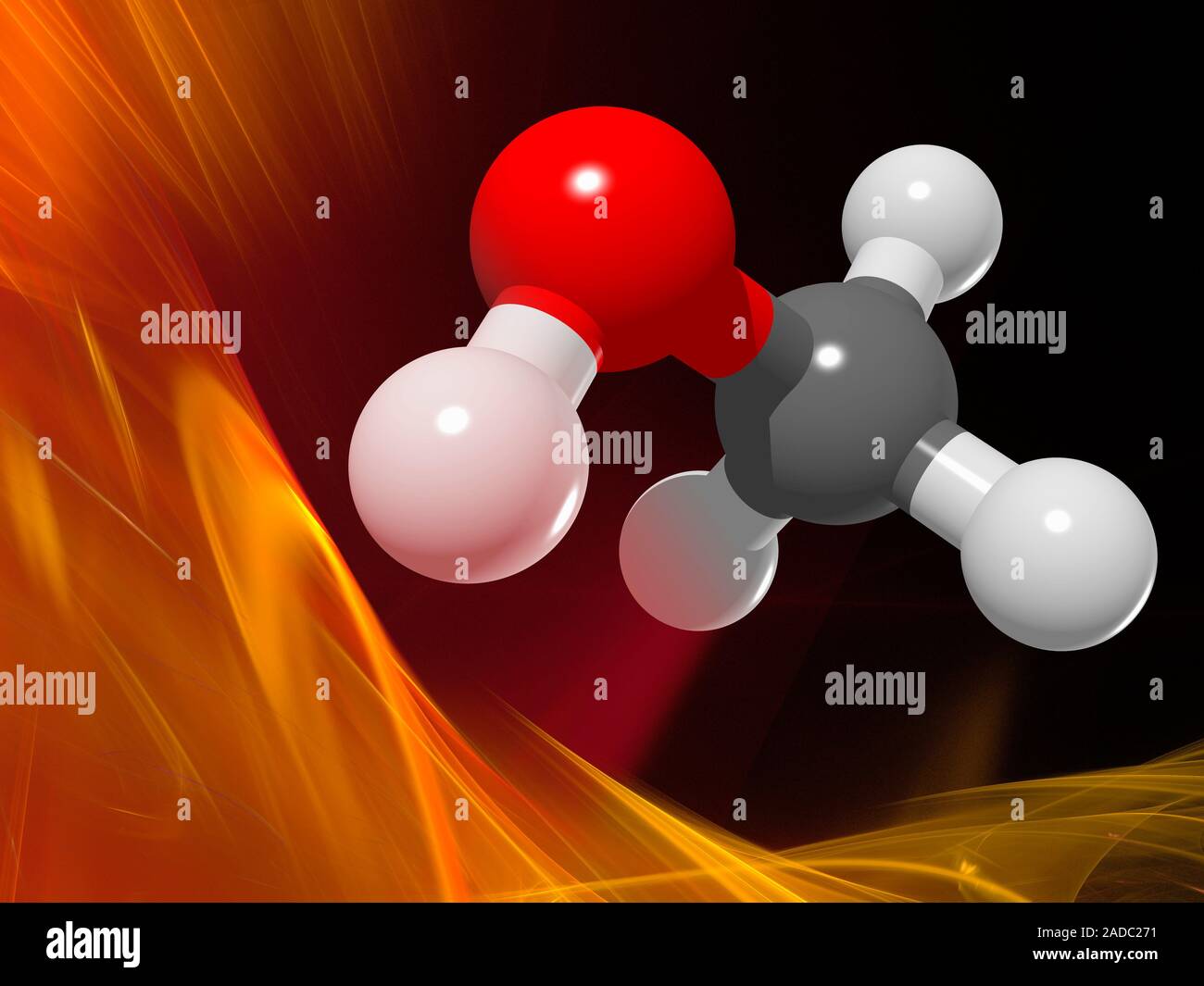 Methanol. Molecular model of the organic compound and alcohol methanol ...