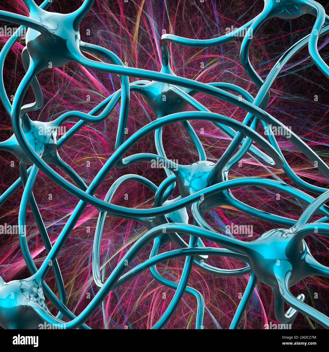 Neural network, conceptual image. Computer illustration representing ...