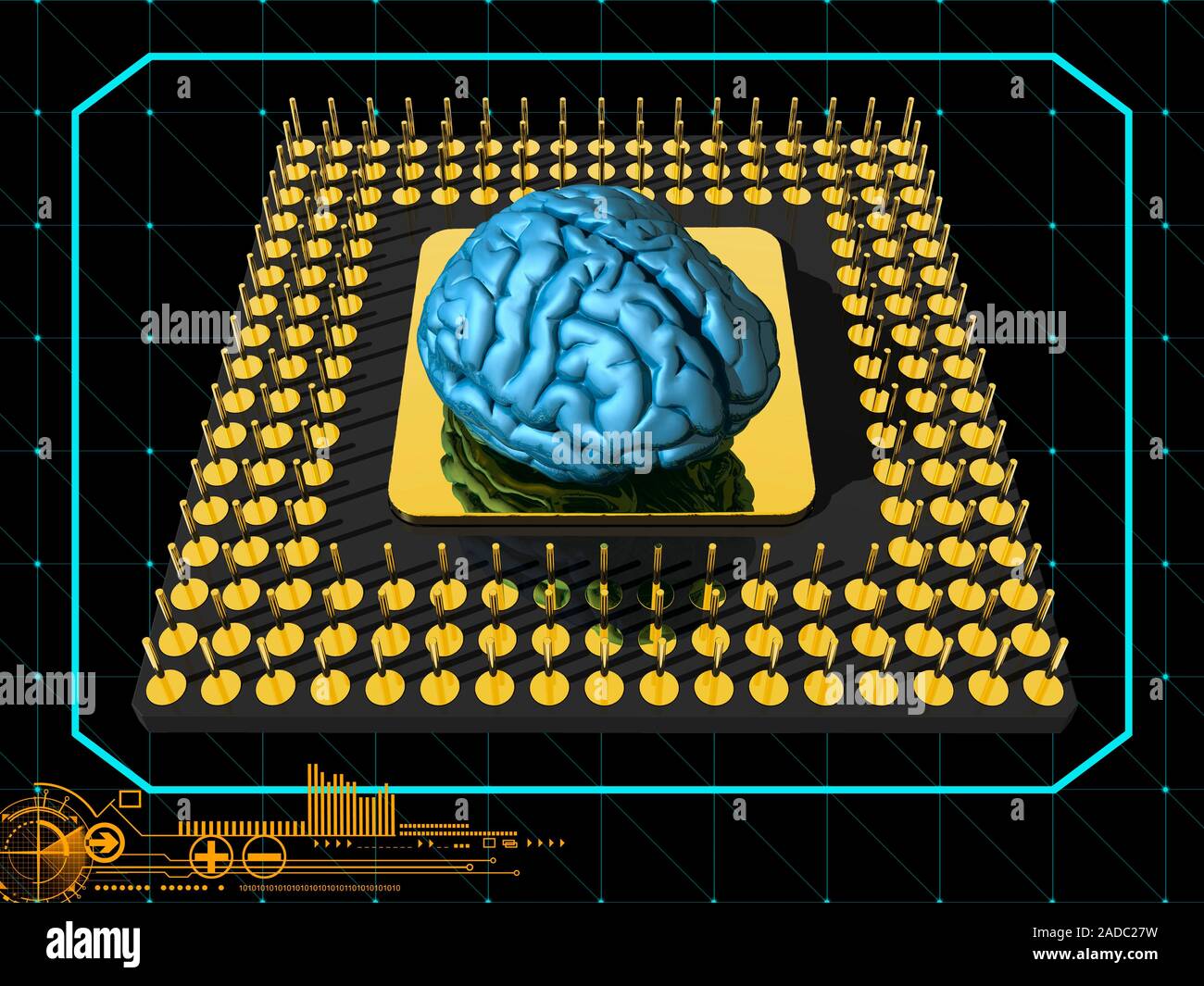 Artificial intelligence and cybernetics, conceptual image. Computer ...