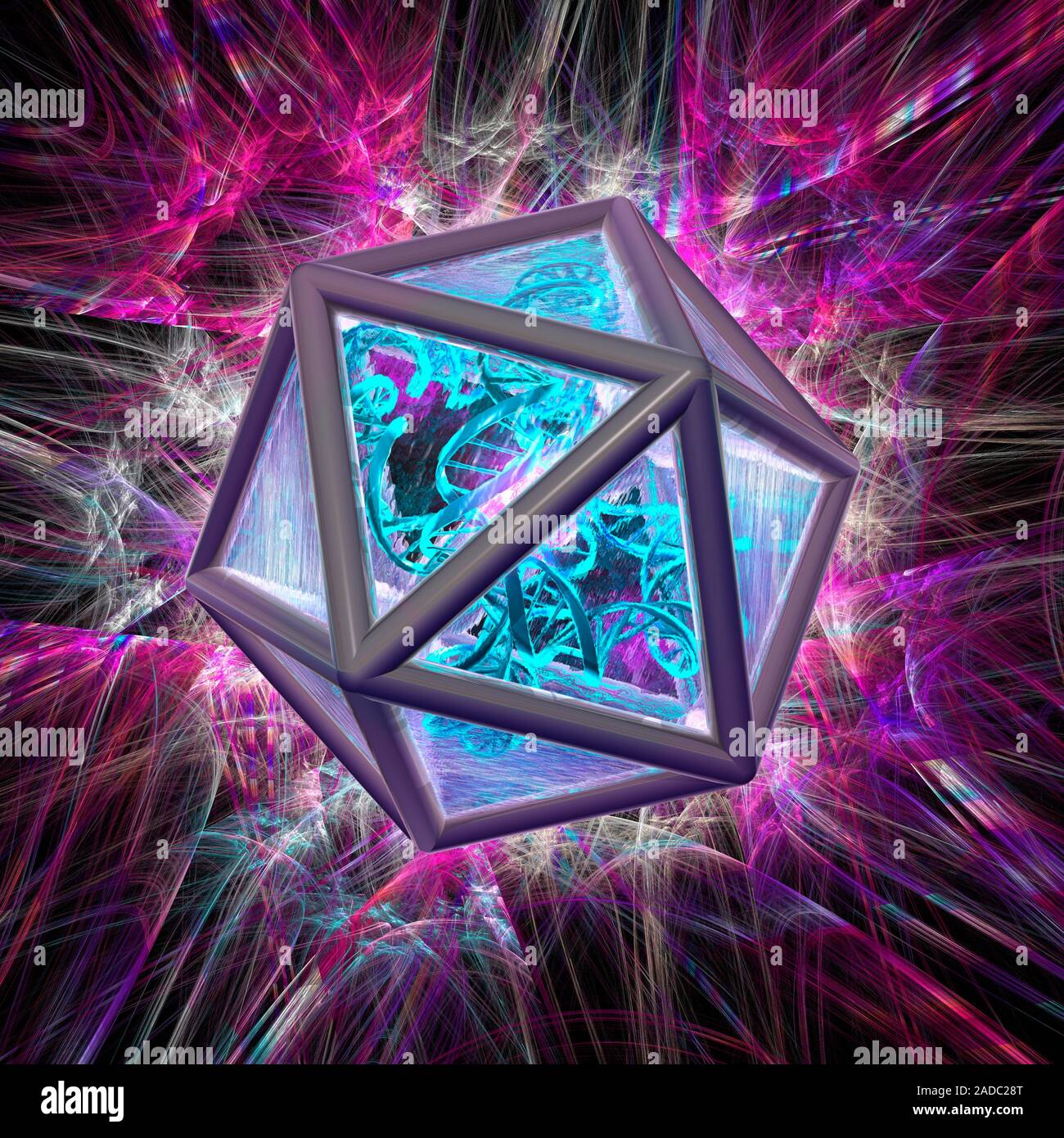 Icosahedral virus, computer model. This virus model has an icosahedral ...