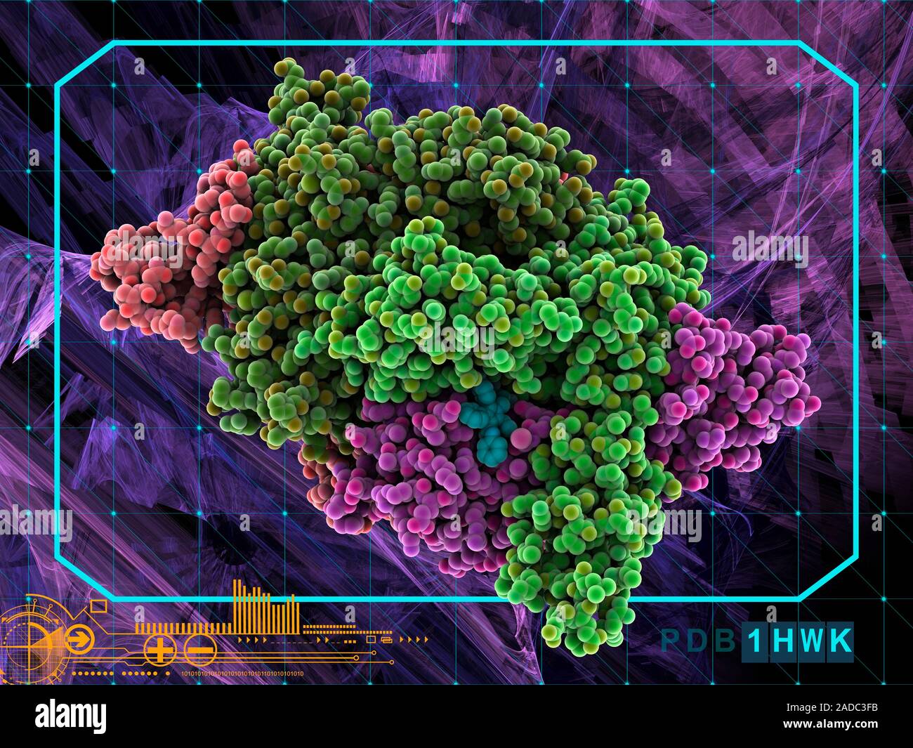 Cholesterol producing enzyme and statin. Computer model showing the ...