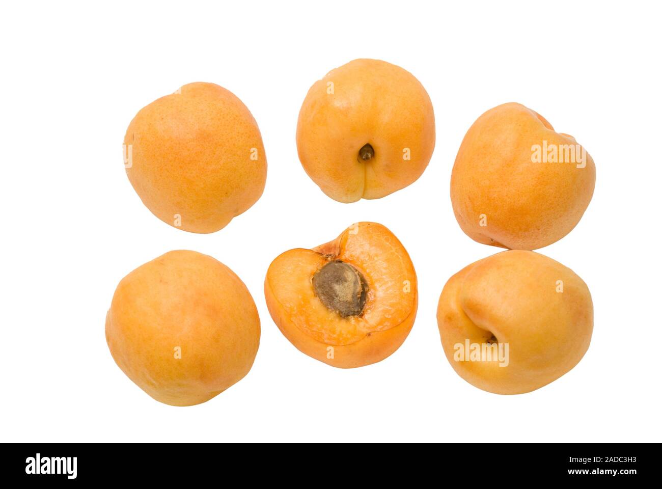 Apricot and cross-section isolated on white background Stock Photo - Alamy