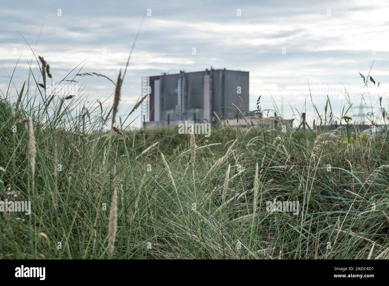 Hartlepool advanced gas cooled nuclear reactor seen beyond sand dunes ...