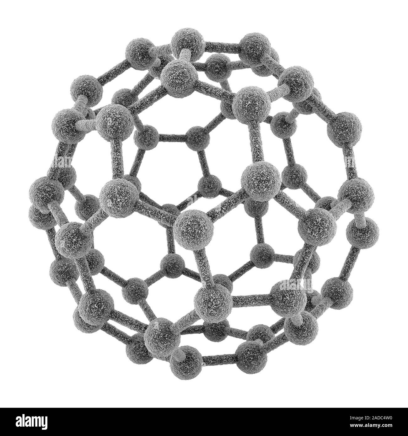 Fullerene molecule. Computer illustration showing the molecular ...
