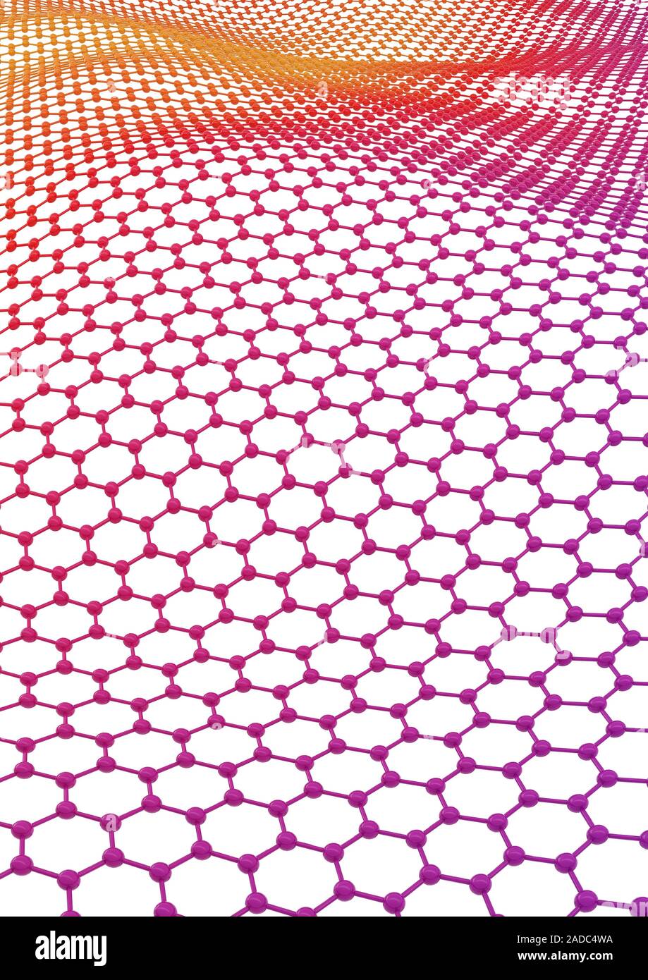 Graphene sheet. Computer illustration showing the structure of a ...