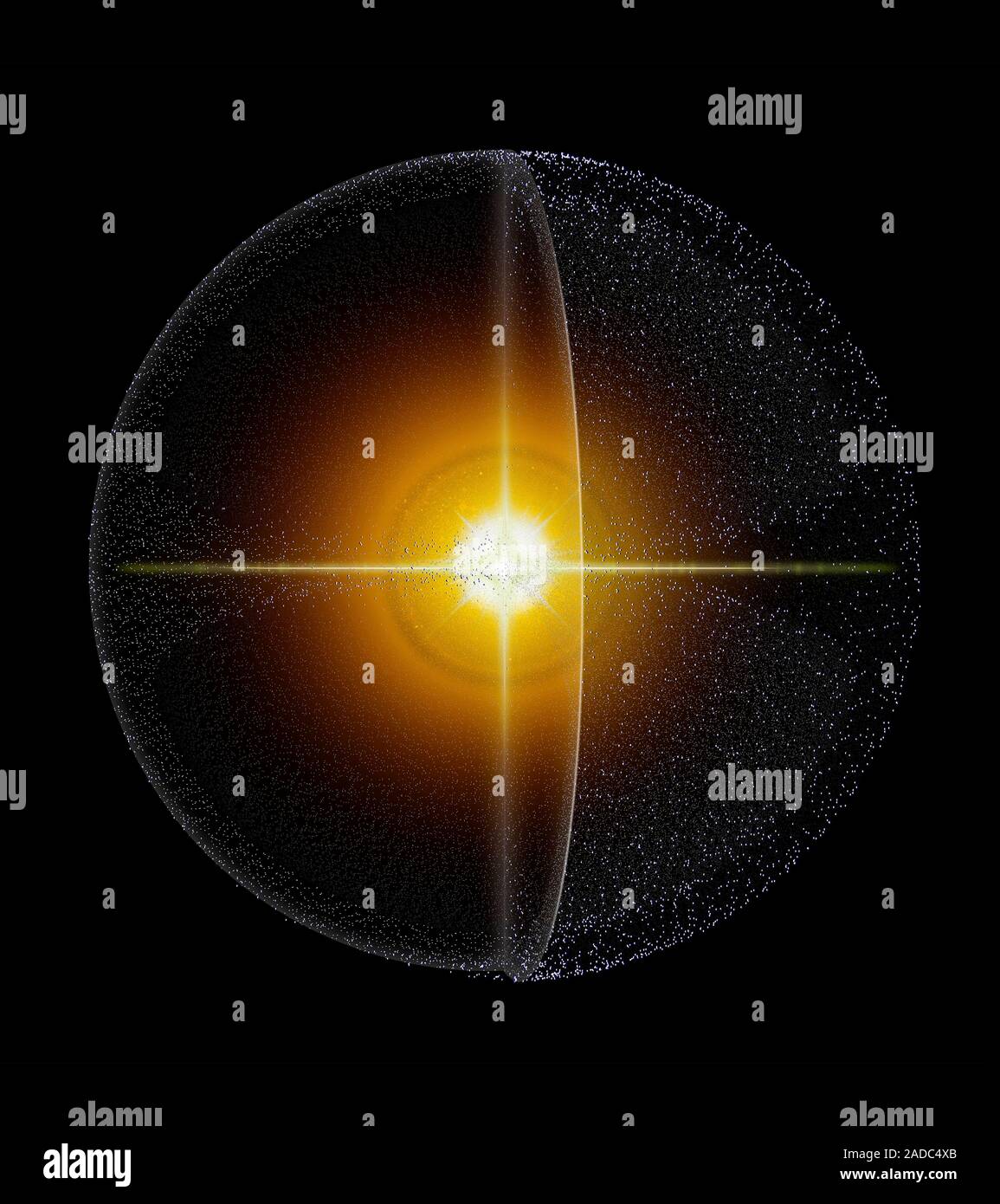 Oort cloud. Illustration showing the Oort cloud, a postulated cloud of comet nuclei surrounding ...