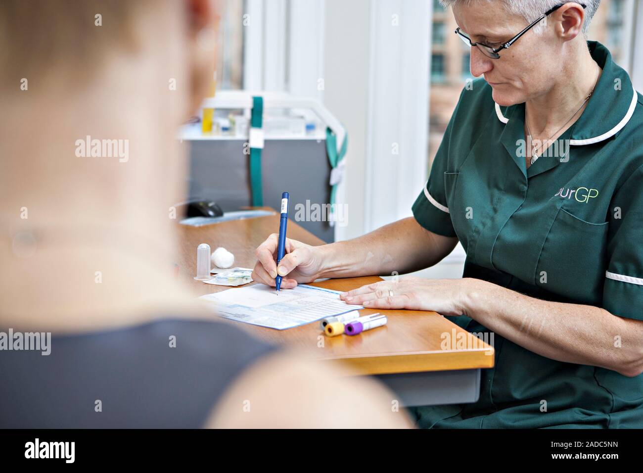 Blood sampling notes. Paramedic at a general practice (GP) clinic ...