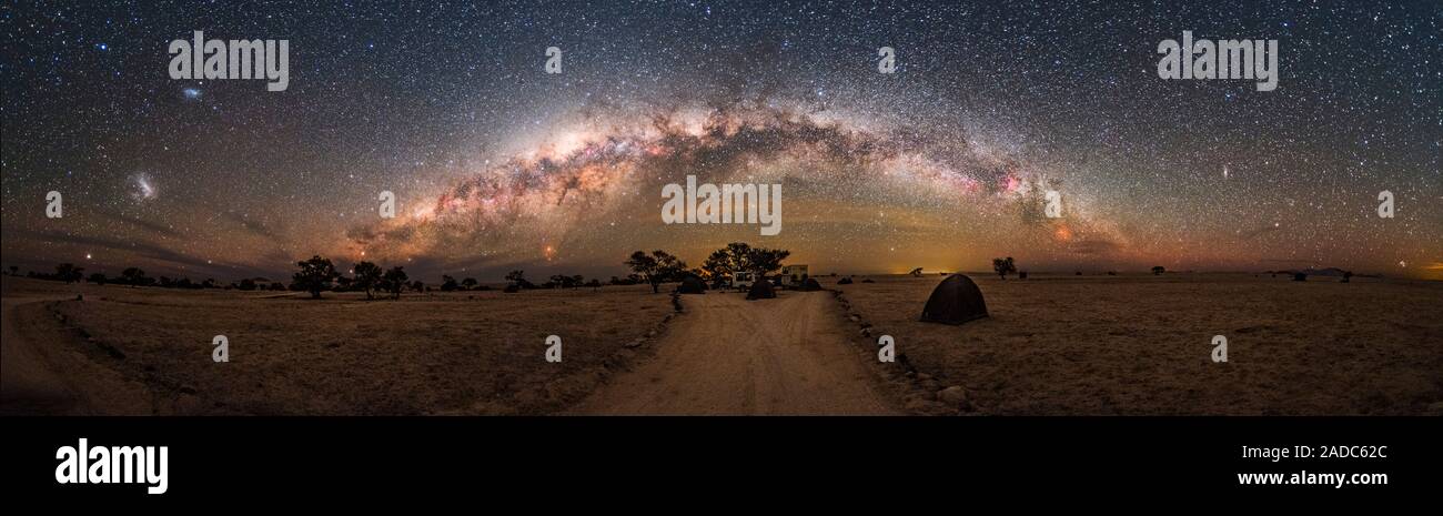 Milky Way over landscape in Namibia. The Milky Way is our galaxy seen ...
