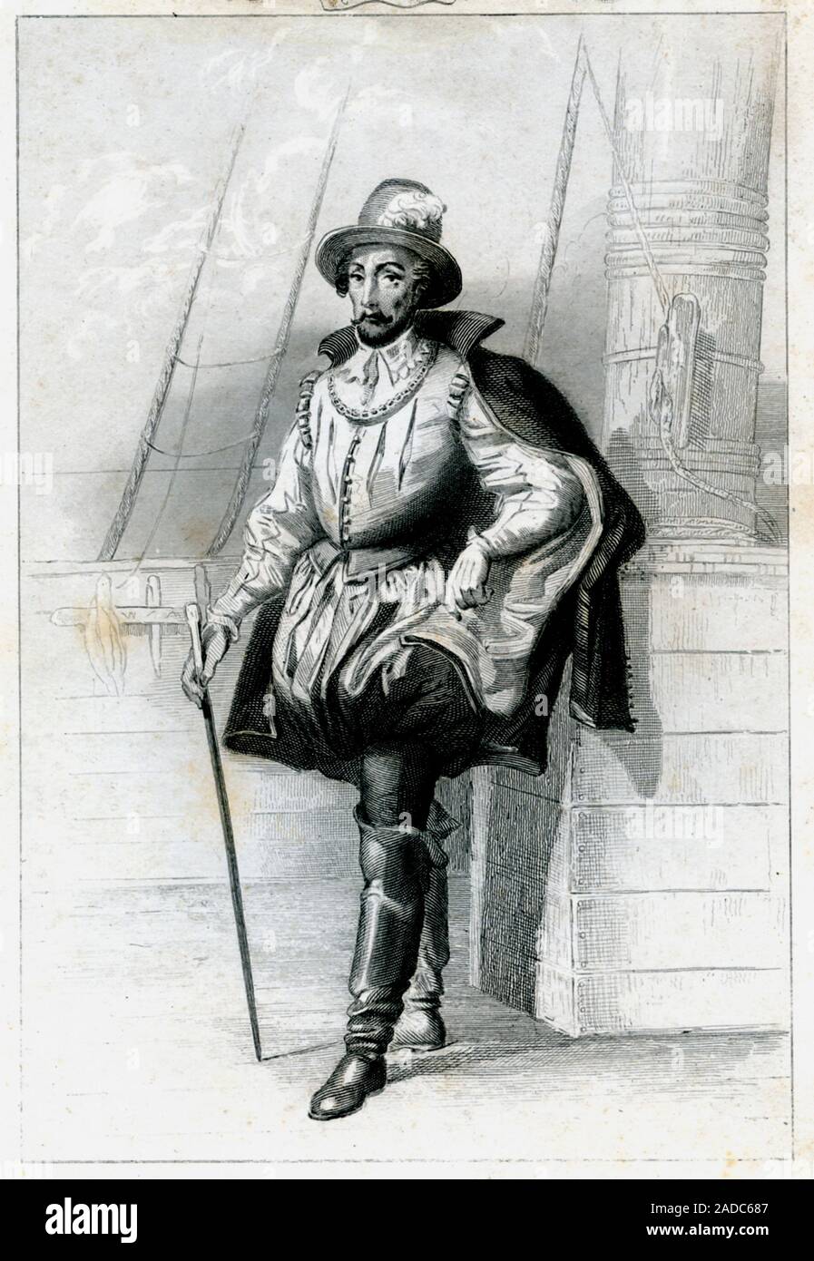 Rene Goulaine de Laudonniere (circa 1529-1574). 1864 illustration of ...