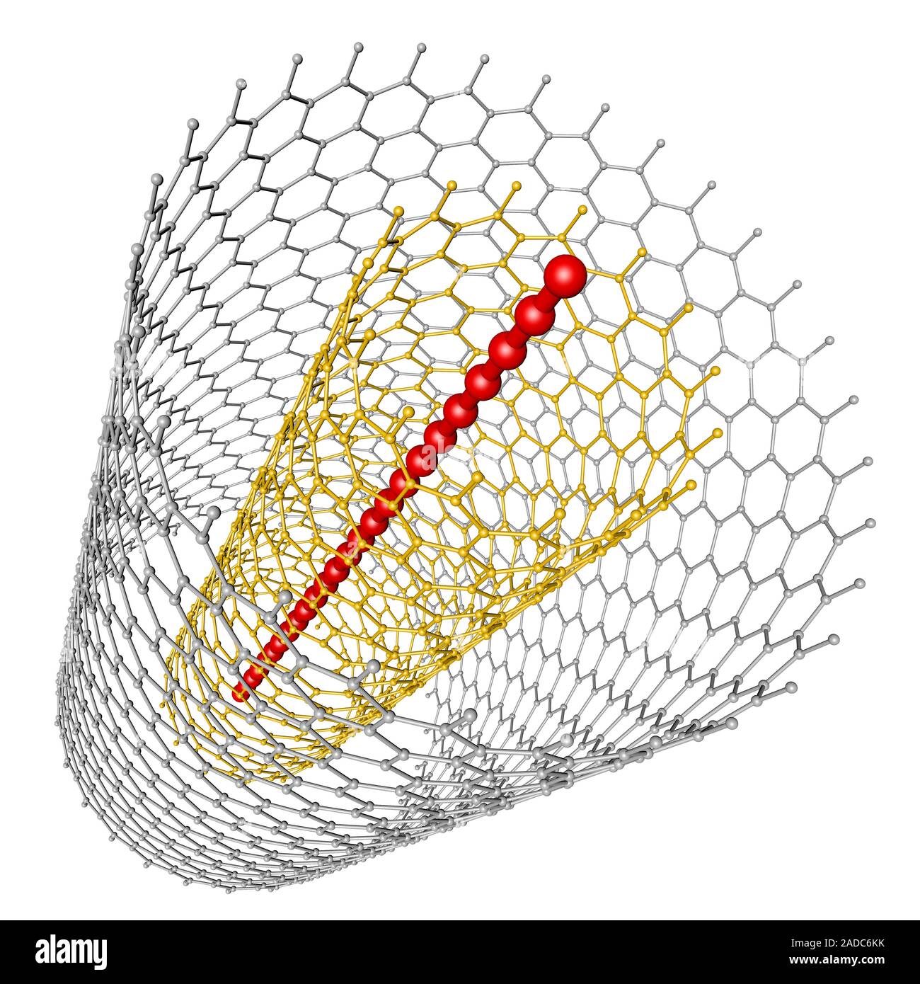 Computer artwork of a close-up showing carbyne, a one-dimensional ...