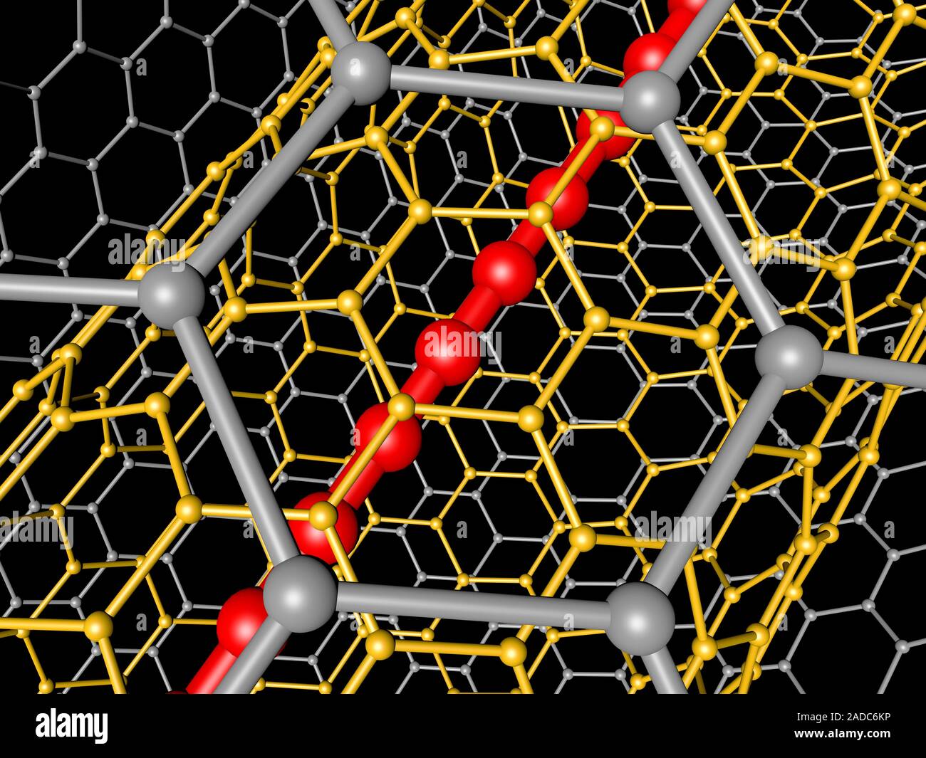 Computer artwork of a close-up showing carbyne, a one-dimensional ...