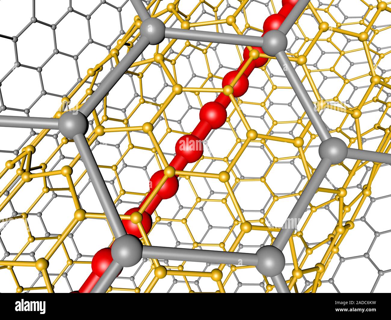 Computer artwork of a close-up showing carbyne, a one-dimensional ...