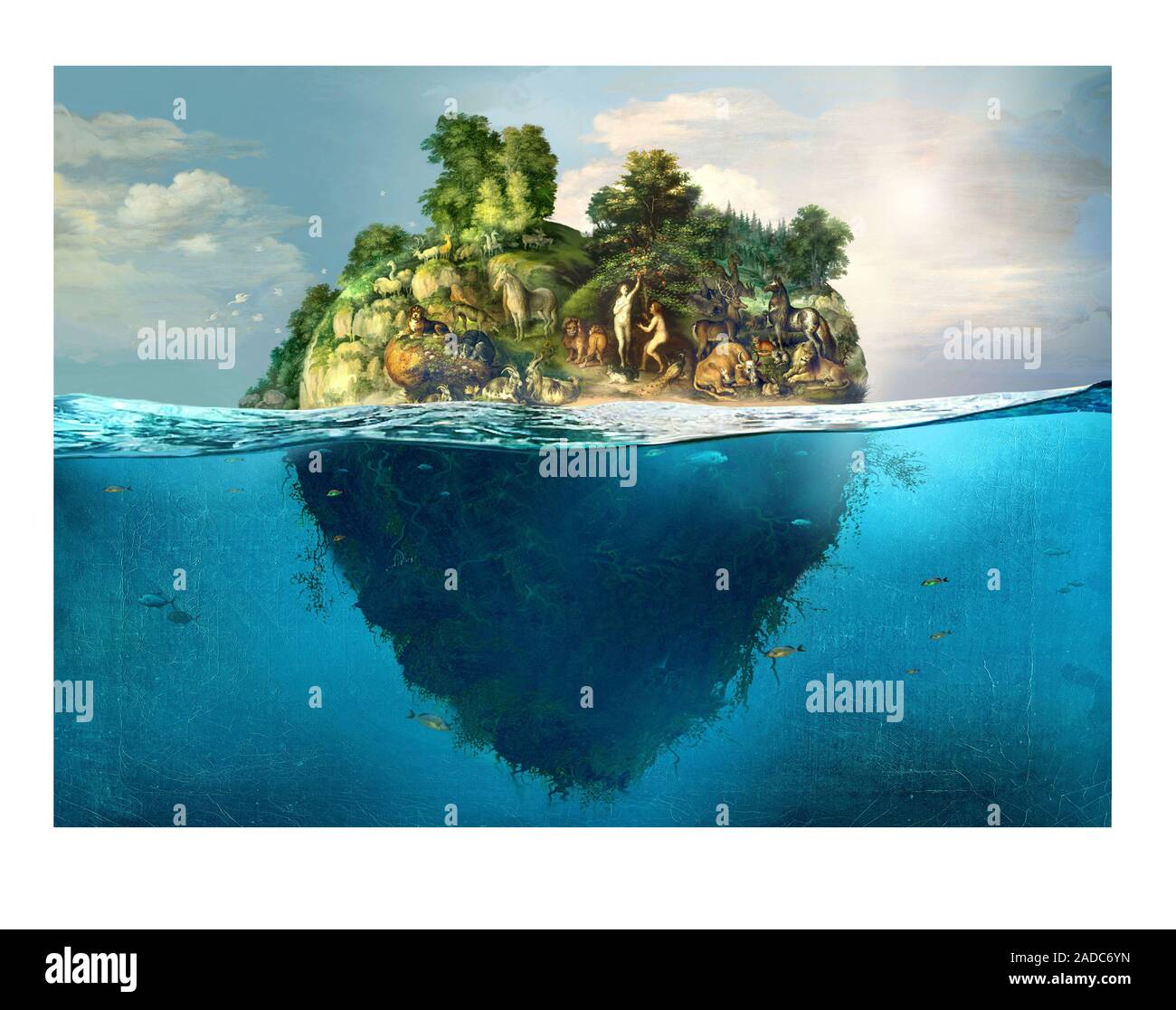 Utopia, illustration. The word 'utopia' refers to fictional accounts of ...