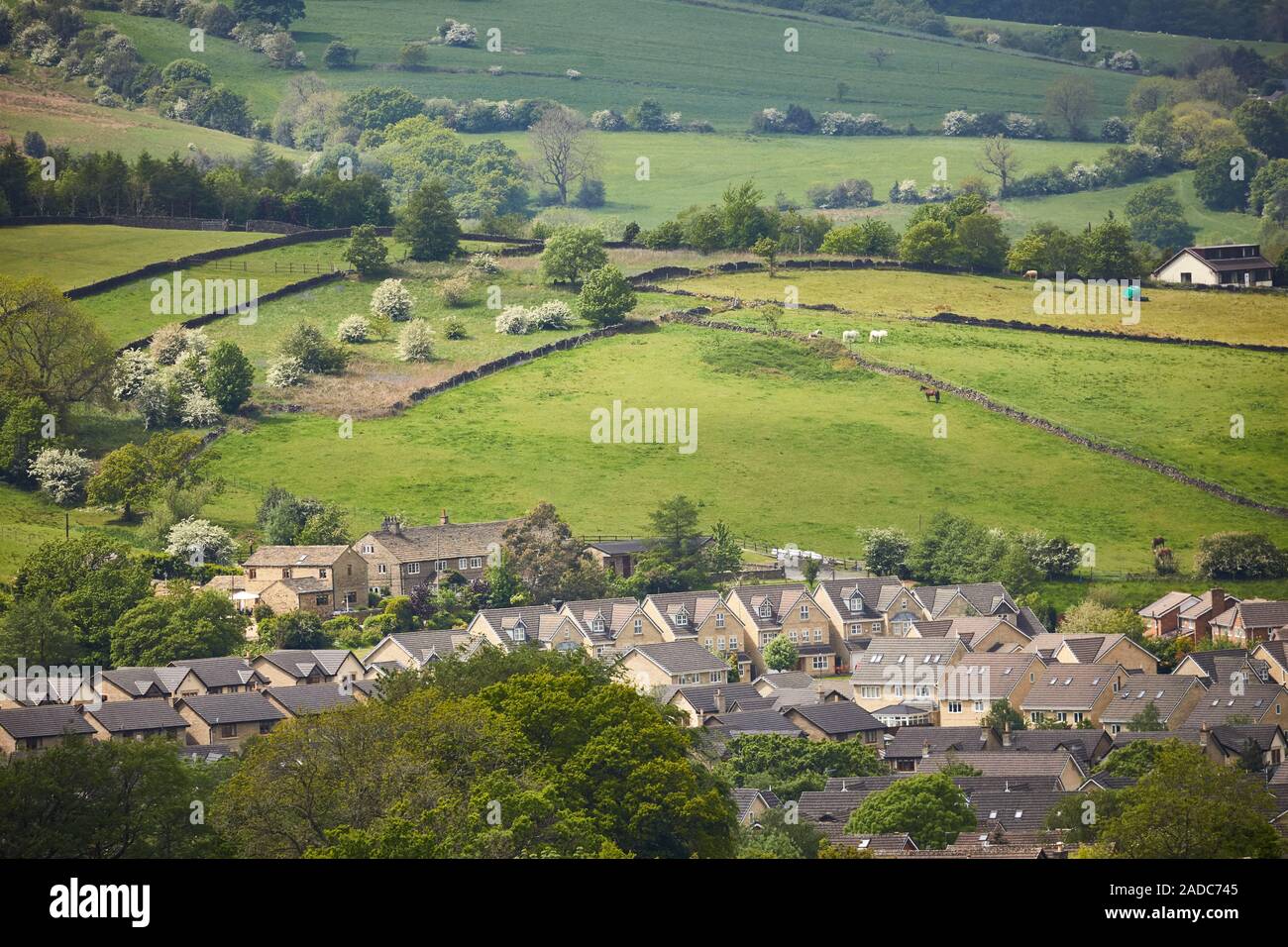 Glossop market town, the High Peak, Derbyshire, England. Housing stock ...