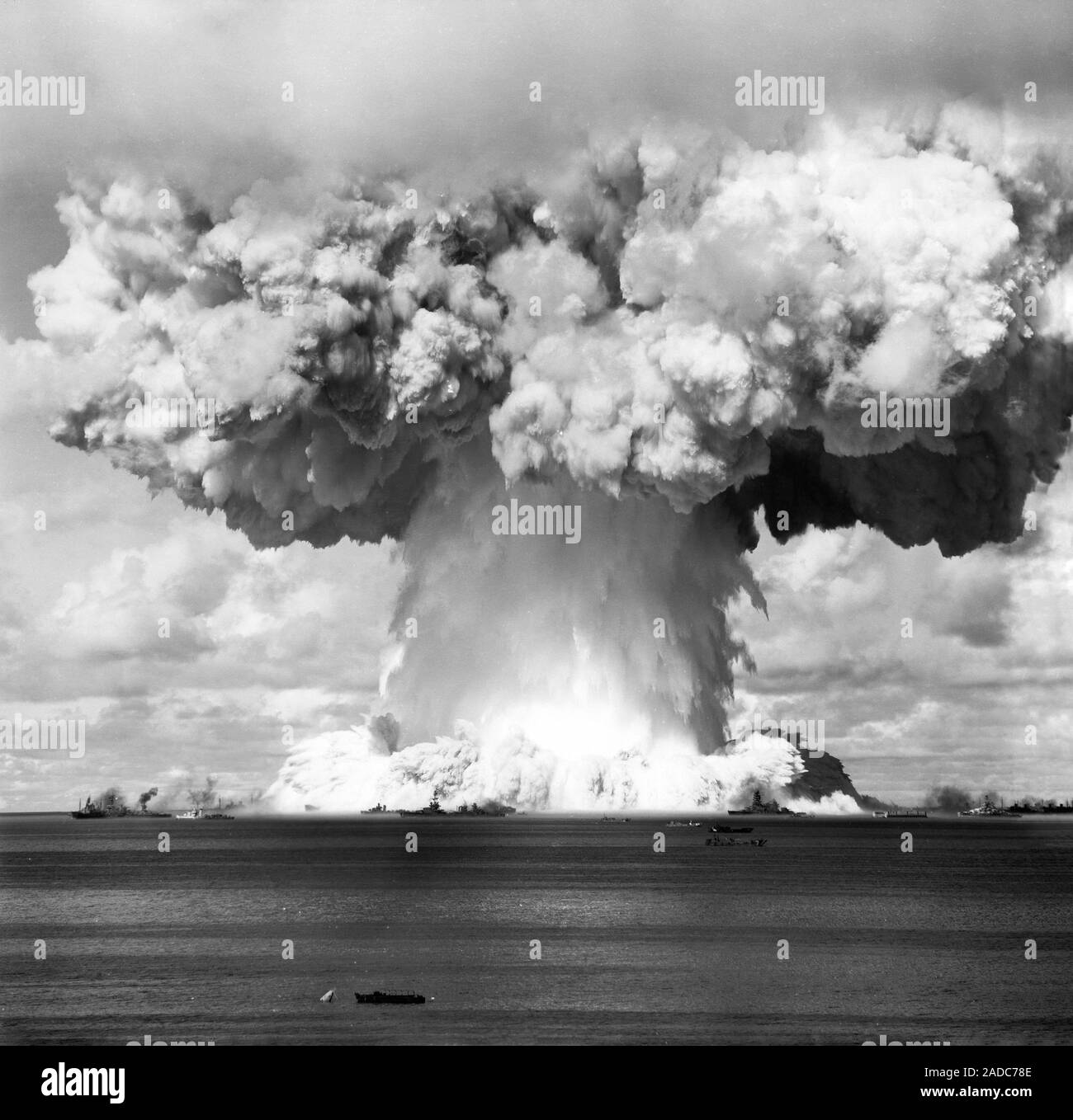 Operation Crossroads atom bomb test. Mushroom cloud rising from the ...
