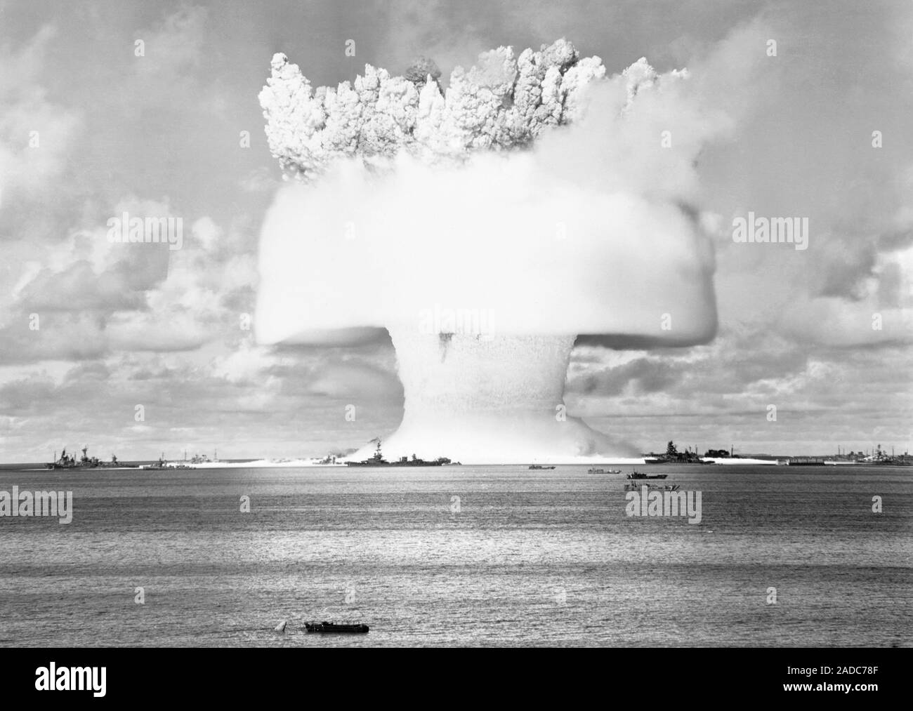 Operation Crossroads atom bomb test. Mushroom cloud rising from the ...