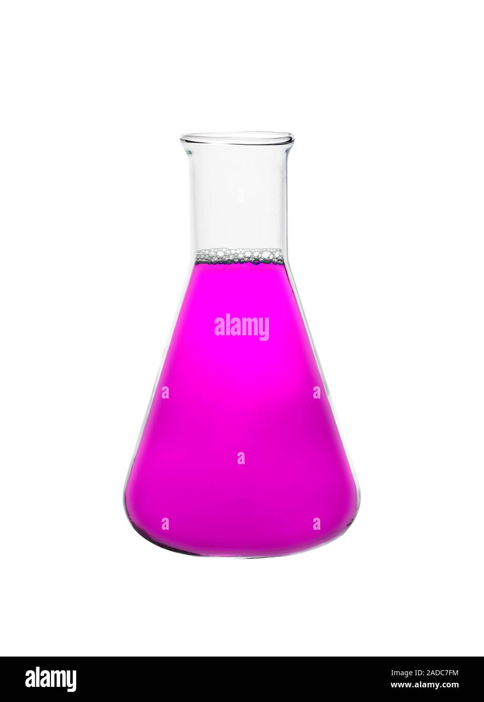 Pink chemical in a conical flask Stock Photo - Alamy