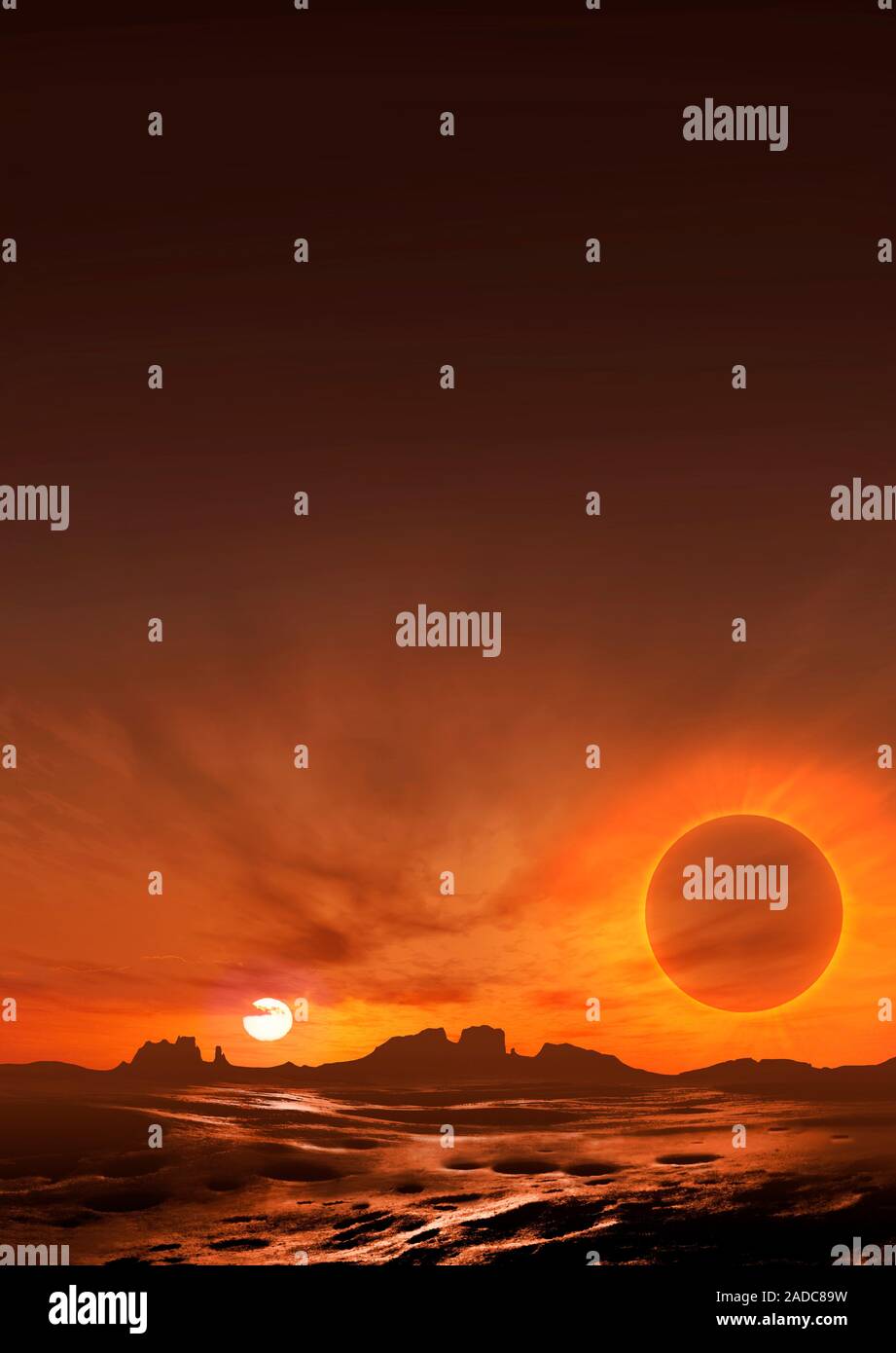 Kepler 16 is a binary star system with an M-type dwarf star and a K ...