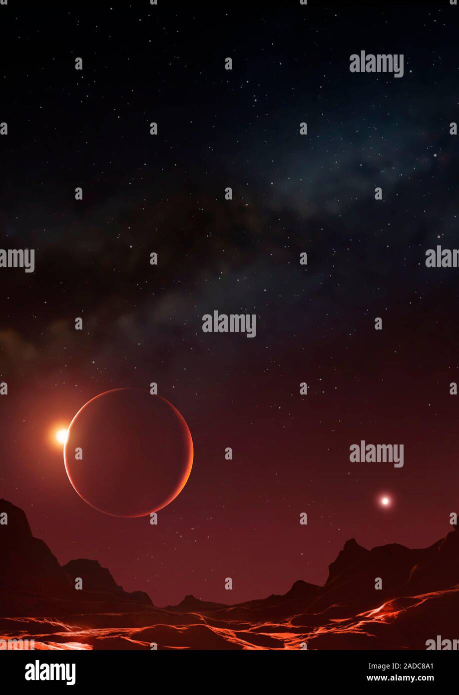 Kepler 16 is a binary star system with an M-type dwarf star and a K ...