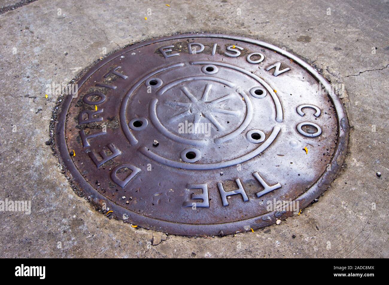 A steel manhole cover for the Detroit Edison company (later DTE Energy ...