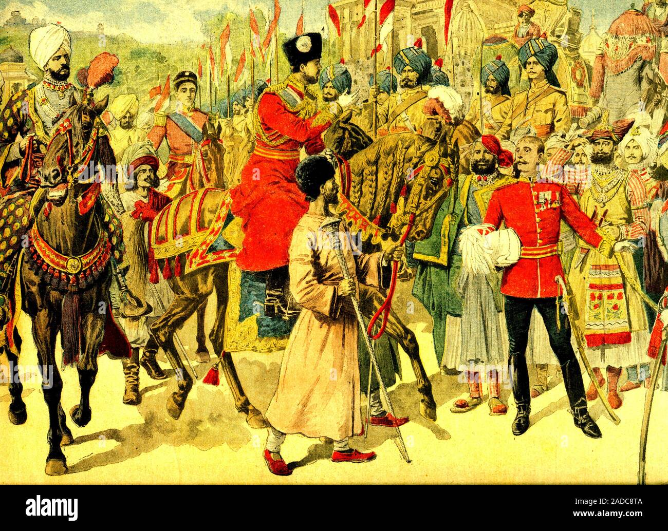 Emir of Afghanistan visiting India. 1910 illustration of the Emir of ...