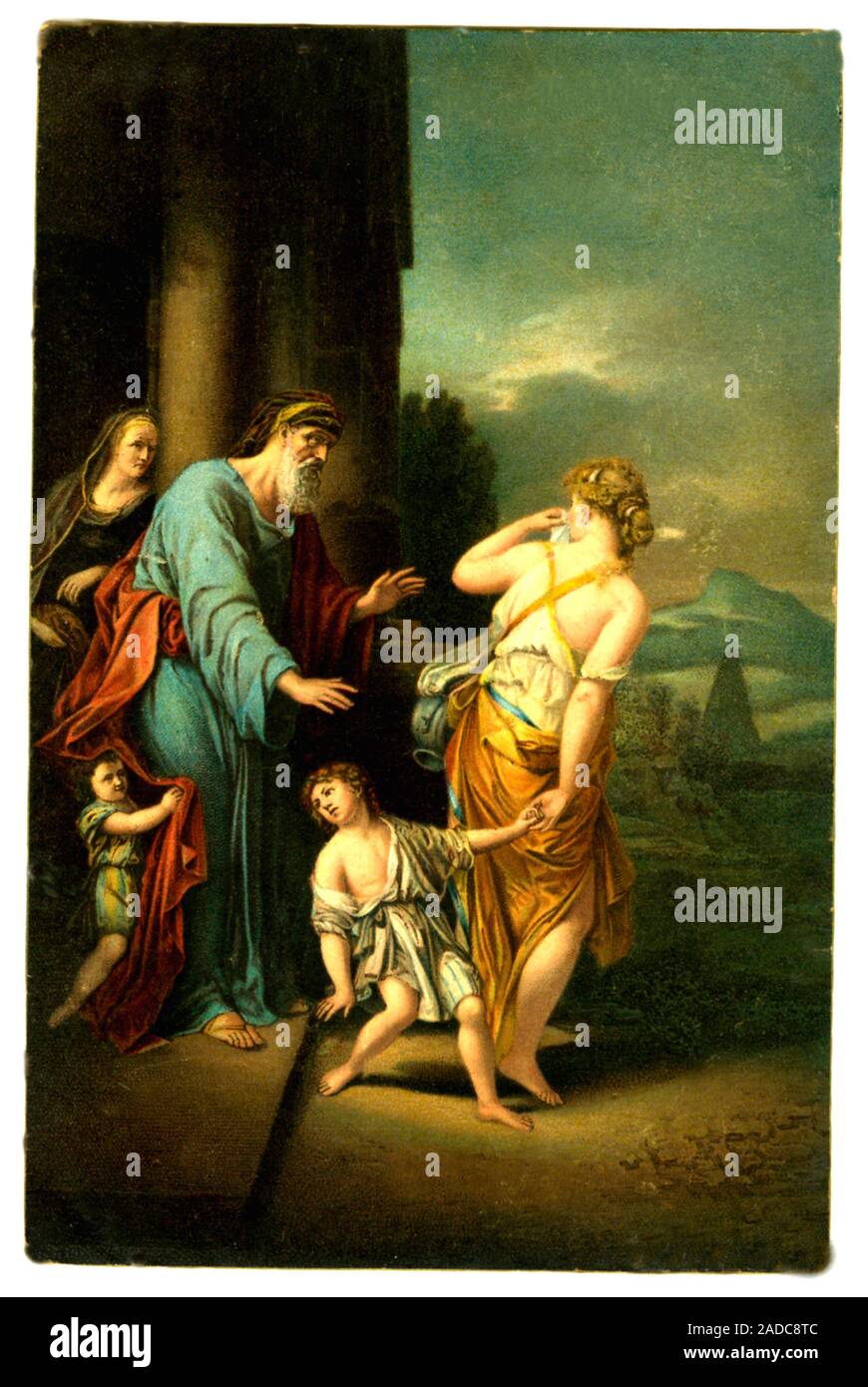 Abraham casting out Hagar. 1788 illustration of the prophet Abraham ... Abraham casting out Hagar. 1788 illustration of the prophet Abraham ...