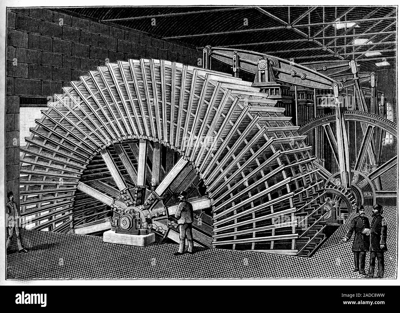 19th Century Egyptian hydraulic factory. 1887 illustration of an ...
