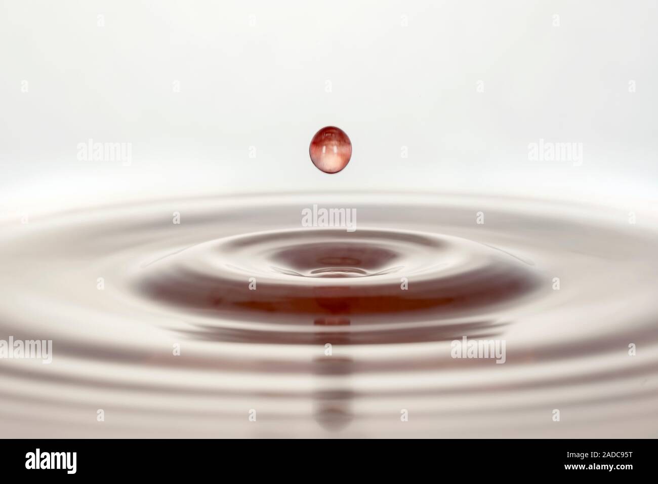 Water drop impact. High-speed photograph of secondary drop formation ...