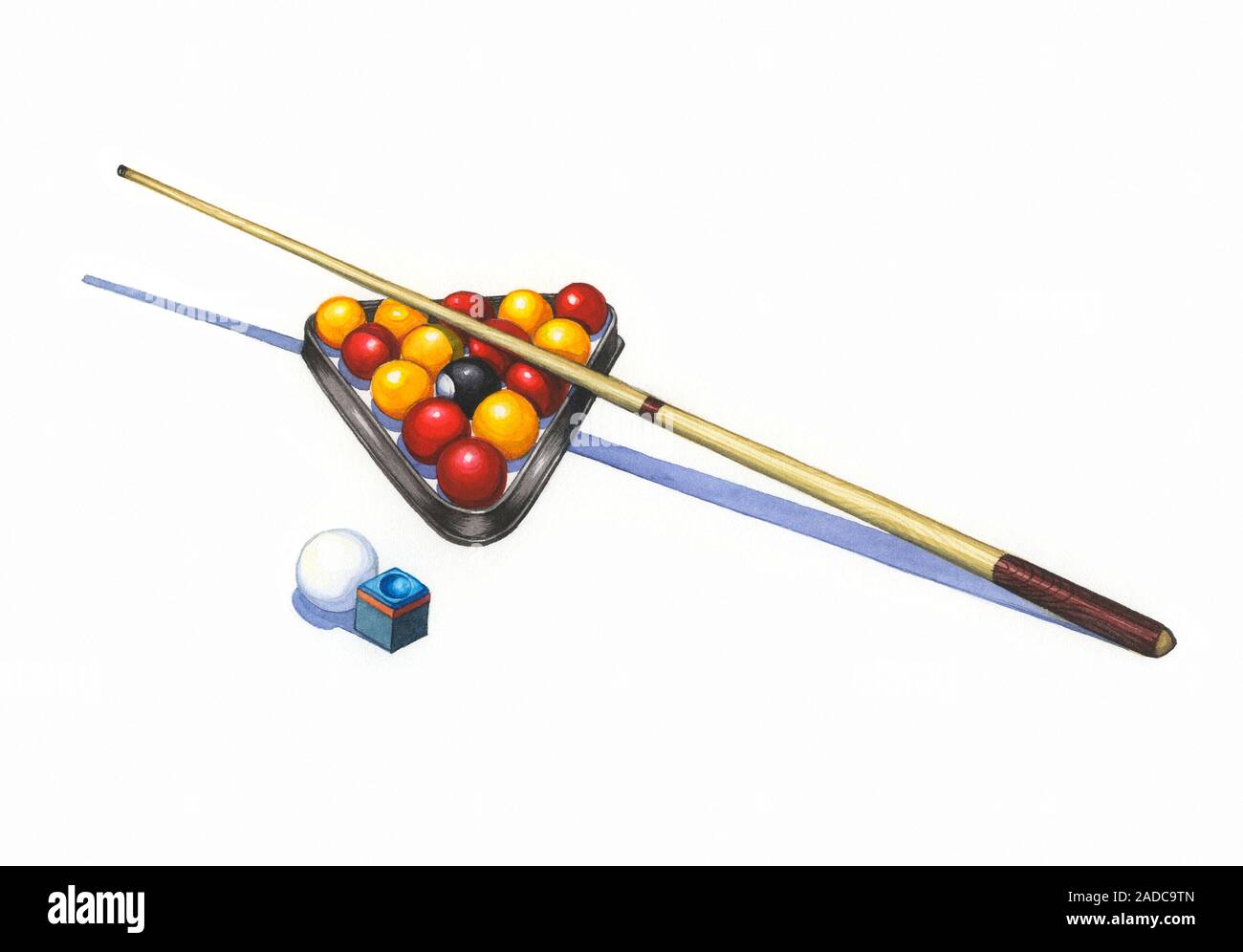 Pool cue and balls, illustration Stock Photo - Alamy