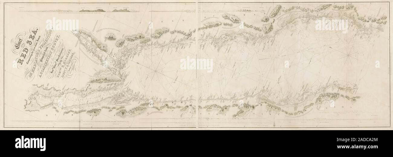 Northern Red Sea, 1830s. 19th-century map of the upper (northern) part ...