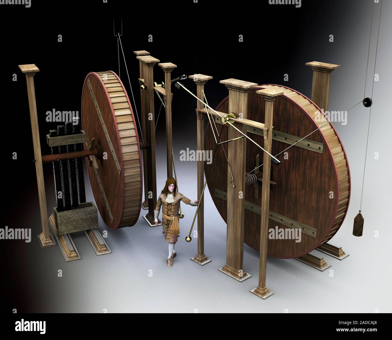 Orffyreus's perpetual motion machine. Illustration of the 18th-century ...