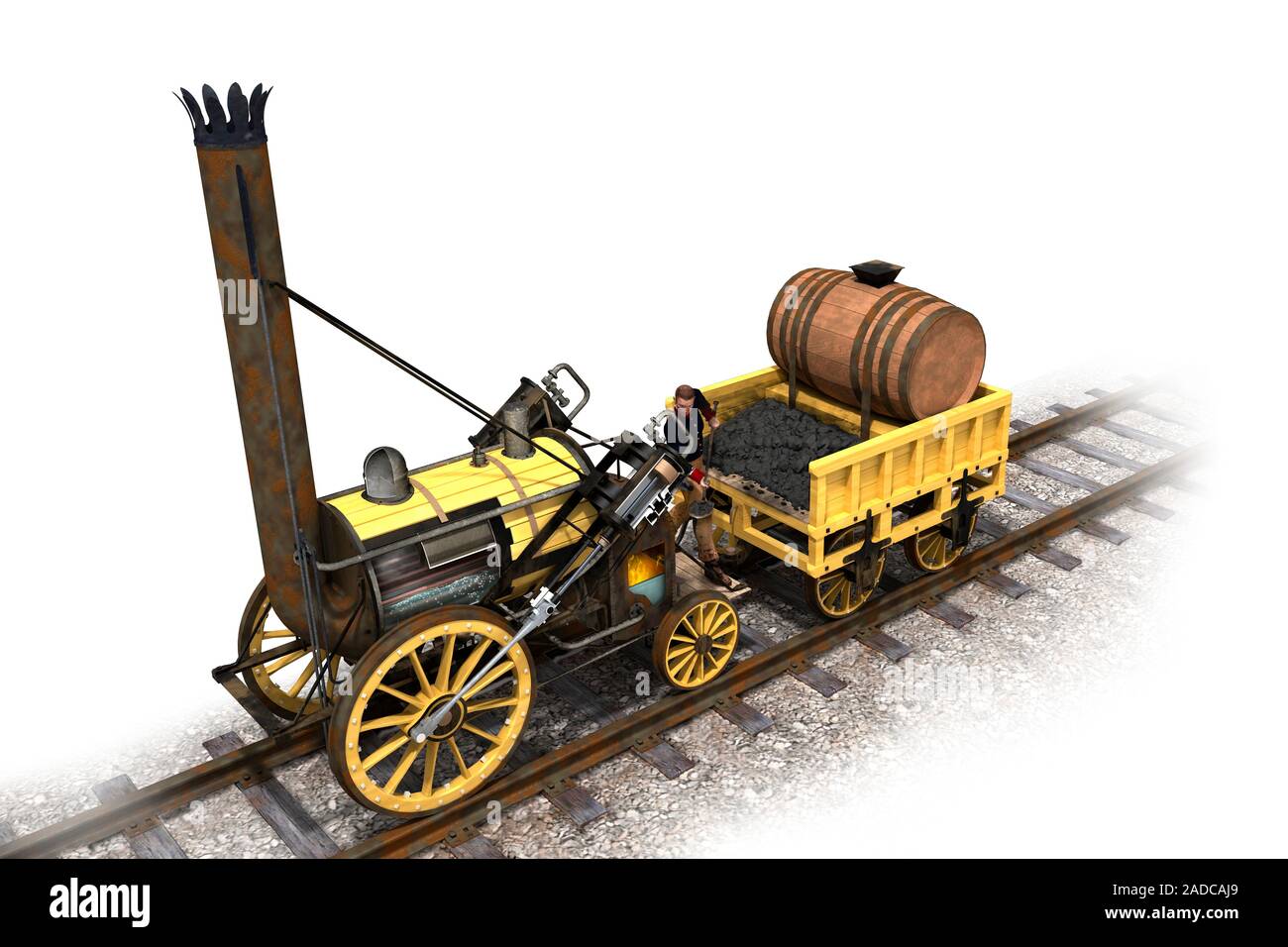 Stephenson's Rocket locomotive. Cutaway illustration of the early steam ...