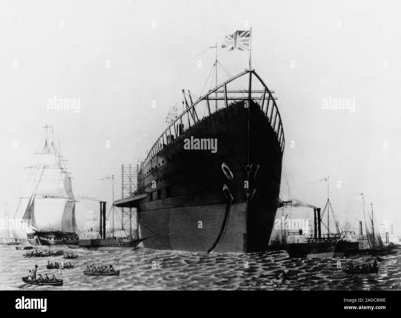 SS Great Eastern. Photograph of a late 1850s engraving, showing the SS ...