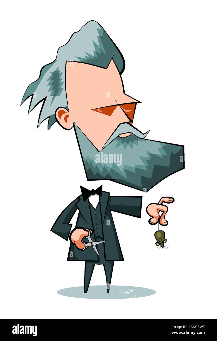 August Weismann (1834-1914). Caricature of the German evolutionary ...