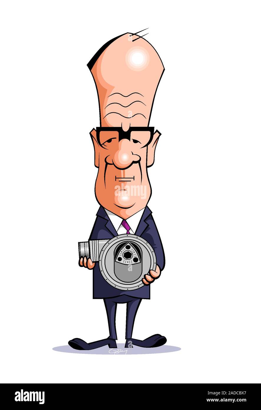 Felix Wankel (1902-88). Caricature of the German engineer and inventor ...