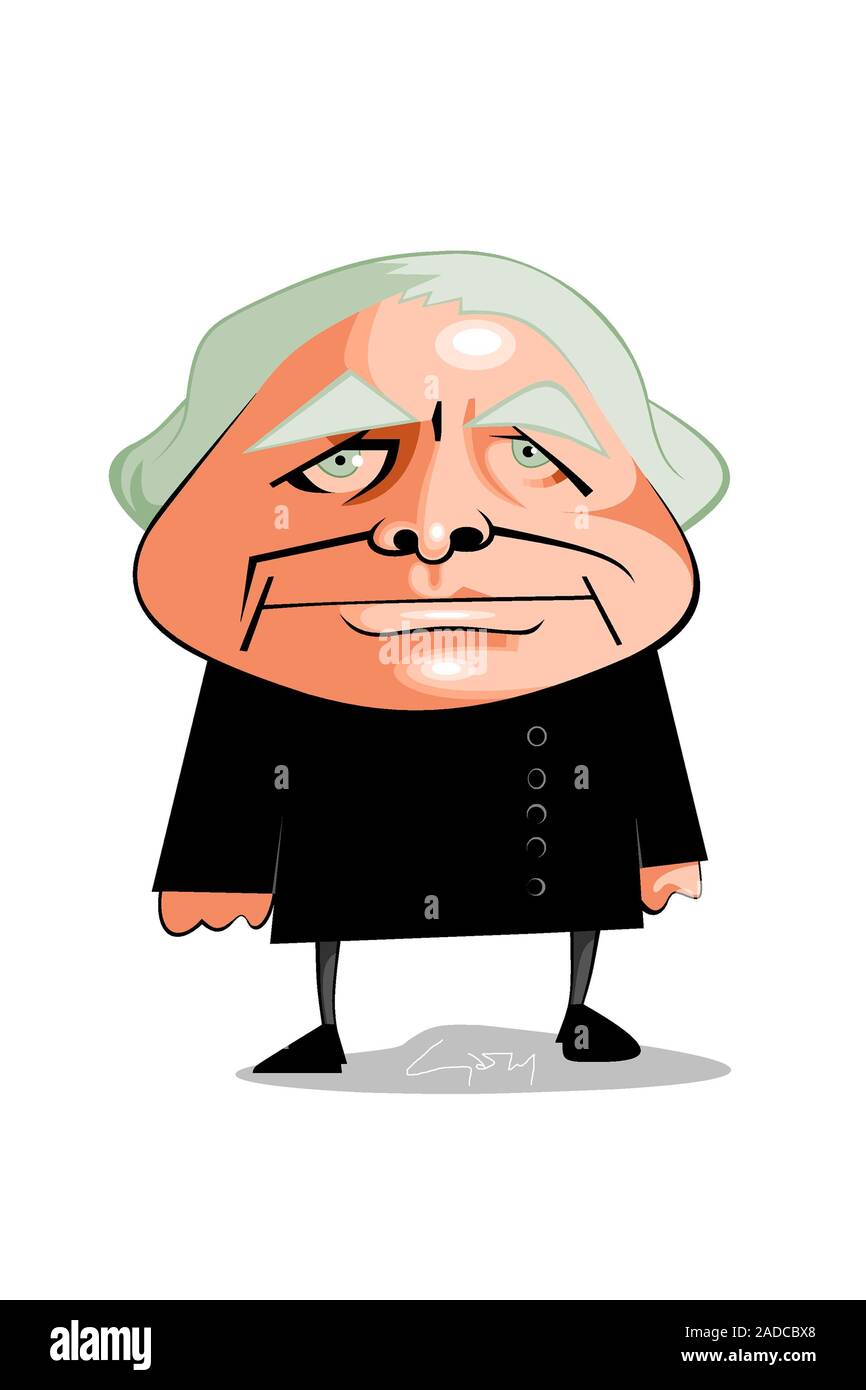 Friedrich von Schelling (1775-1854). Caricature of the German ...