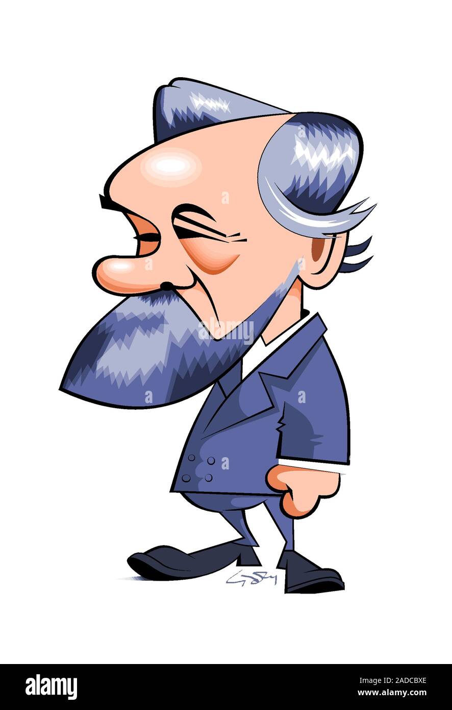 Hugo de Vries (1848-1935). Caricature of the Dutch botanist and ...